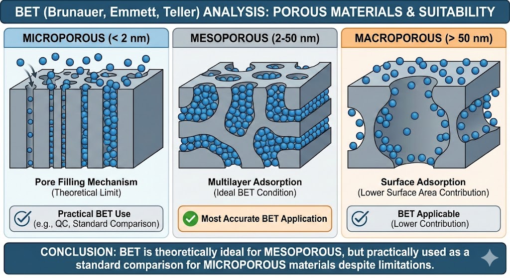 기공 크기에 따른 BET 분석 적용의 적합성